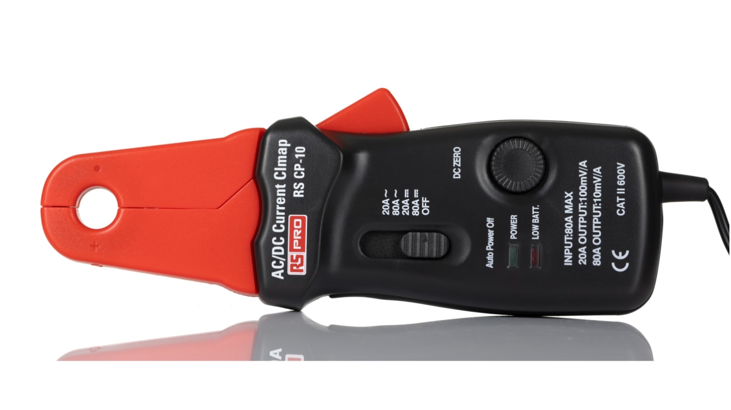 RS PRO RS CP-10 Current Clamp, 80A DC Max, AC/DC Adapter, 80A ac AC Max ...