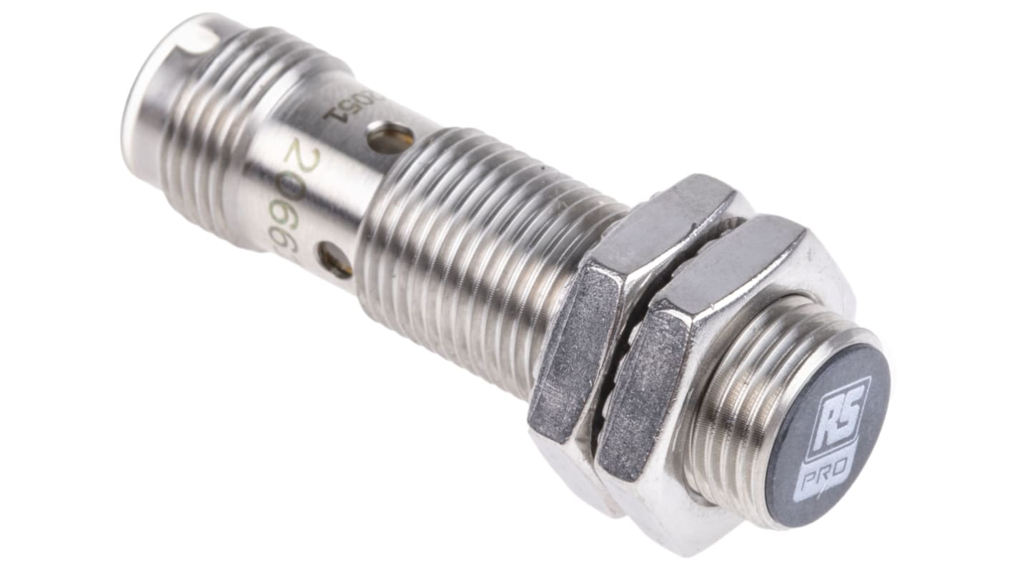 RS PRO Inductive Barrel-Style Proximity Sensor, M12 x 1, 4 mm Detection, PNP Output, 10 → 30 V ...