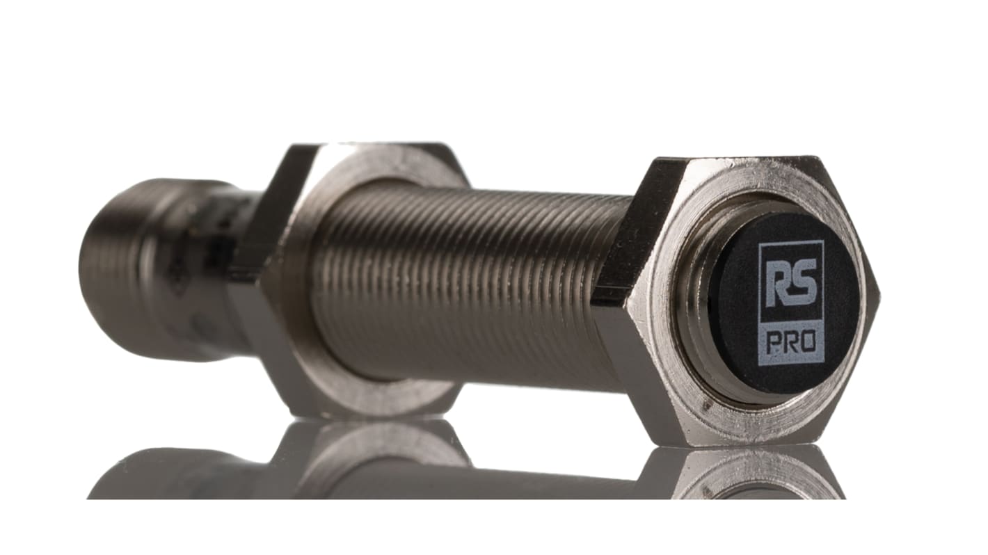 RS PRO Inductive Barrel-Style Proximity Sensor, M12 x 1, 4 mm Detection, PNP Output, 10 → 30 V ...