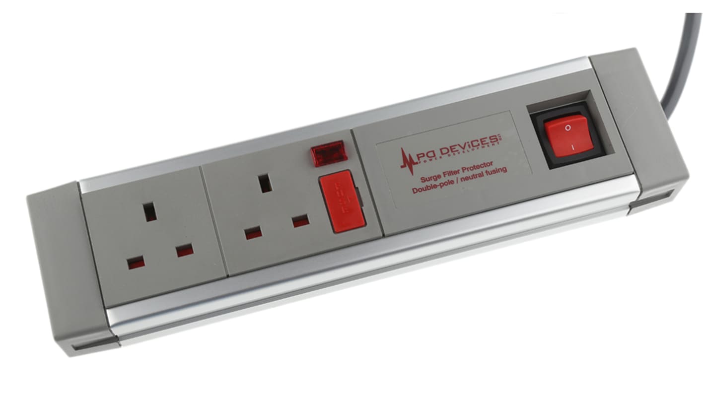 RS PRO 2m 2 Socket Type G - British Extension Lead, 230 V ac | RS