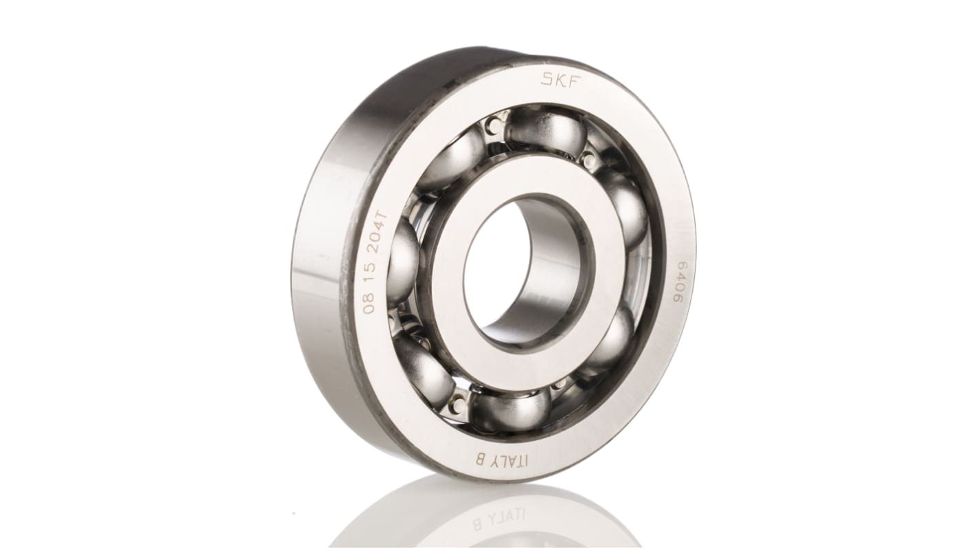 SKF 6406 Single Row Deep Groove Ball Bearing- Open Type 30mm I.D, 90mm ...