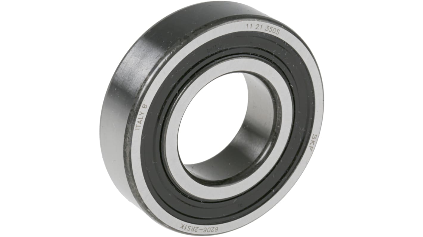SKF 6206-2RS1K Single Row Deep Groove Ball Bearing- Both Sides Sealed 30mm I.D, 62mm O.D | RS