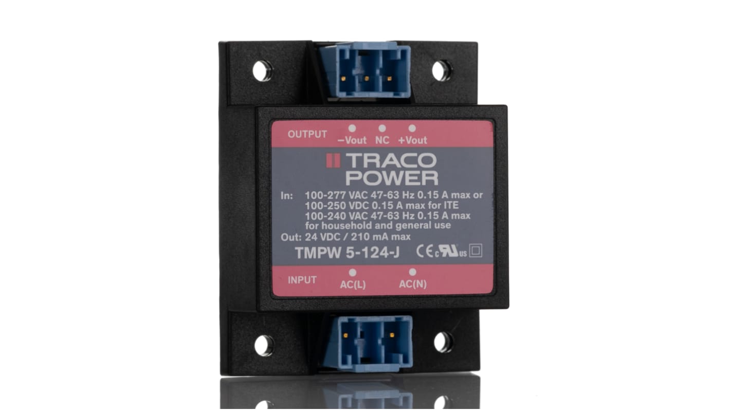 TRACOPOWER Switching Power Supply, TMPW 5-124-J, 24V dc, 210mA, 5W ...
