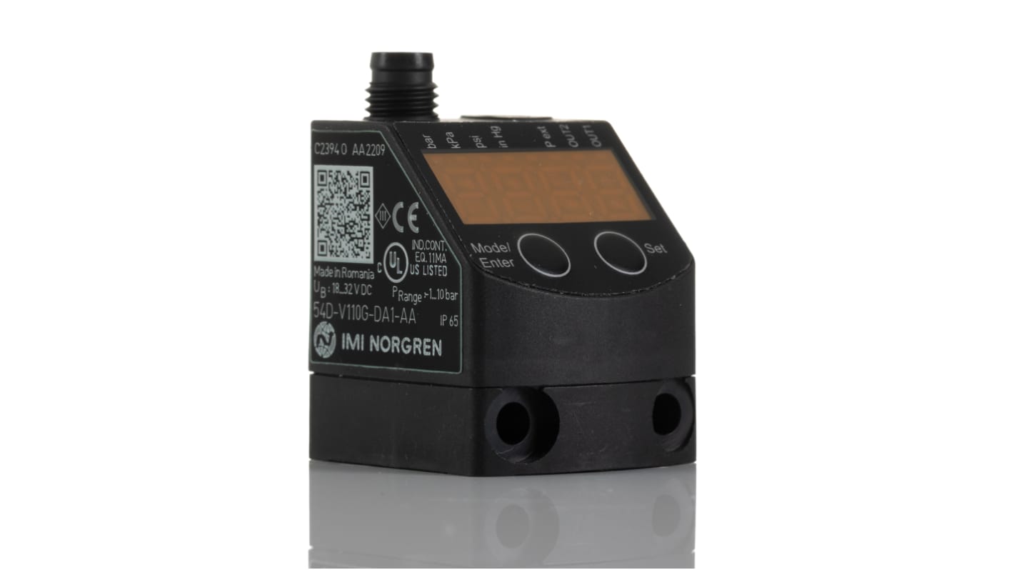 54D-V110G-DA1-AA | Norgren Pressure Sensor, -1bar Min, 1bar Max ...