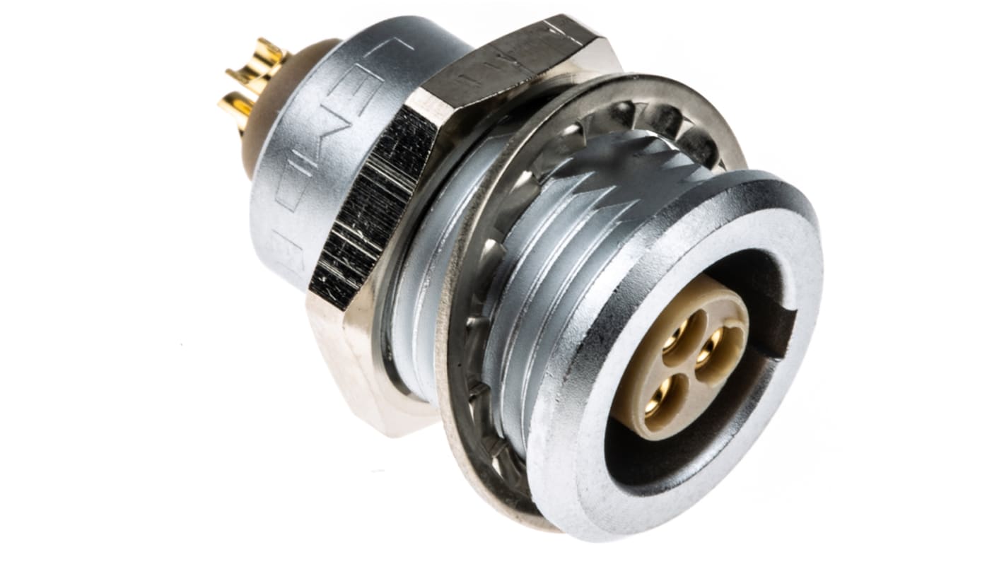 EGG.1B.303.CLL | Lemo Circular Connector, 3 Contacts, Panel Mount ...