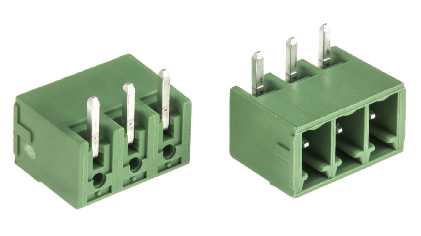 1803280 | Phoenix Contact 3.81mm Pitch 3 Way Right Angle Pluggable ...