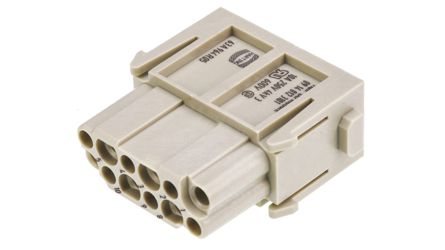 09140123101 | HARTING Heavy Duty Power Connector Module, 10A, Female, Han-Modular Series, 12 ...