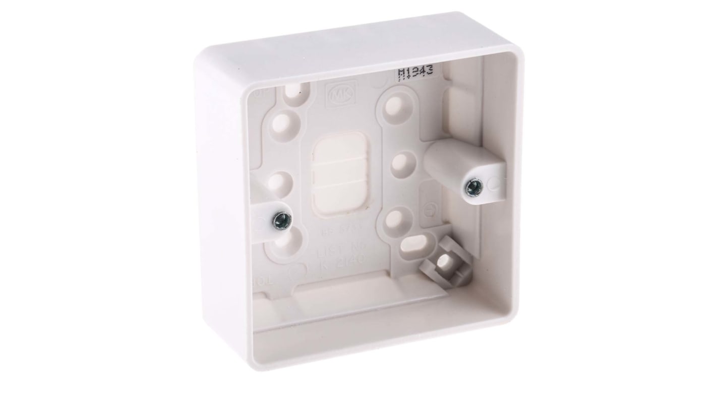 K2140 WHI | MK Electric Logic Plus White Gloss Back Box, BS, IP20, 1 ...