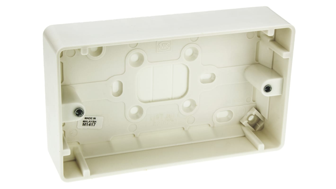 K2142 WHI | MK Electric Logic Plus White Gloss Back Box, BS, IP20, 2 ...