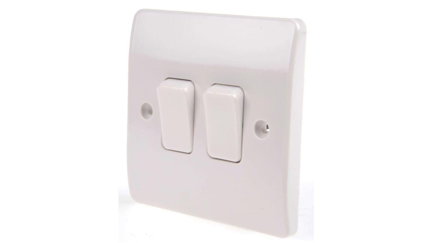 K4872 WHI | MK Electric White Rocker Light Switch, 2 Way, 2 Gang, Logic ...