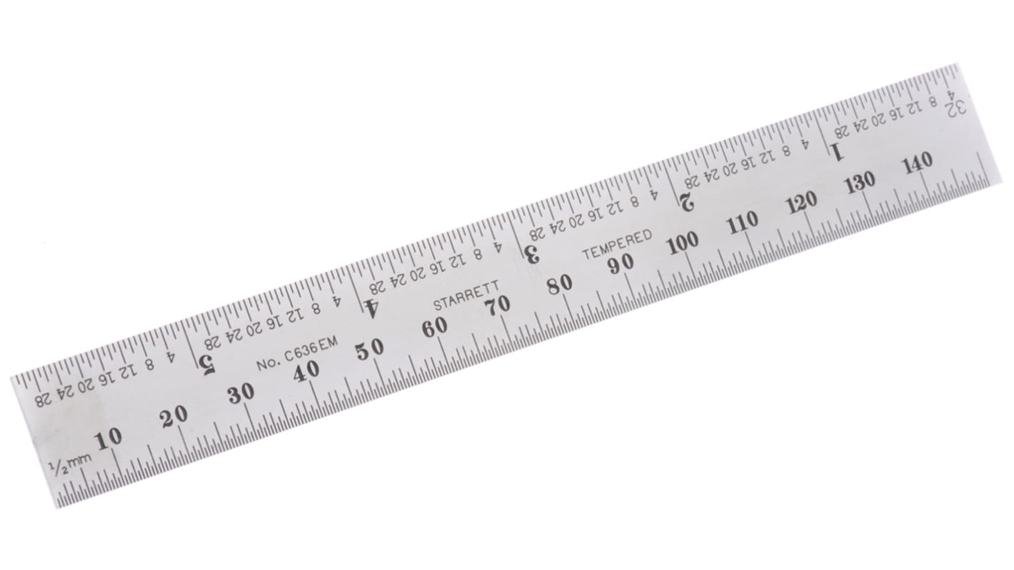 DY481 | Starrett 150mm Steel Imperial, Metric Ruler | RS