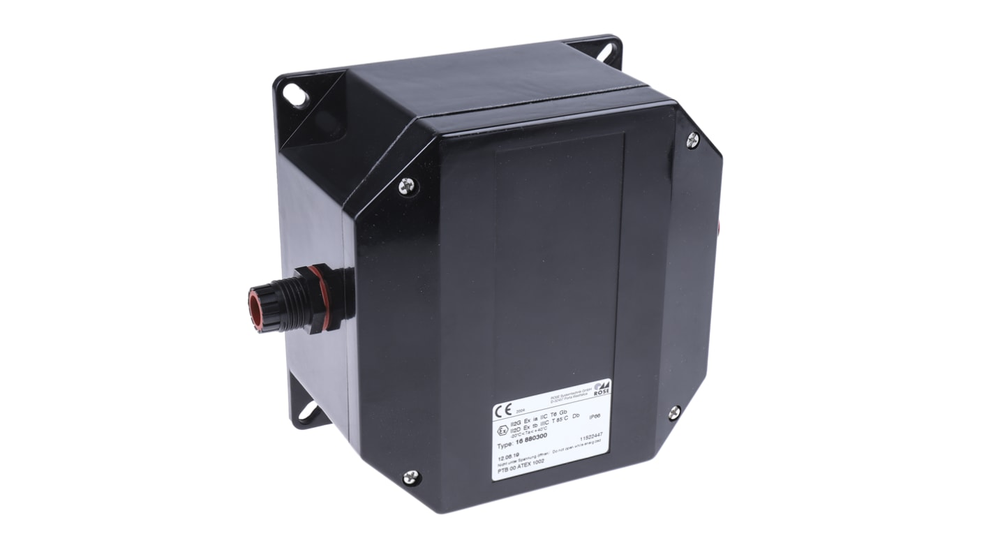 168803008 | Rose Black Polyester Junction Box, IP66, 12 Terminals, ATEX ...