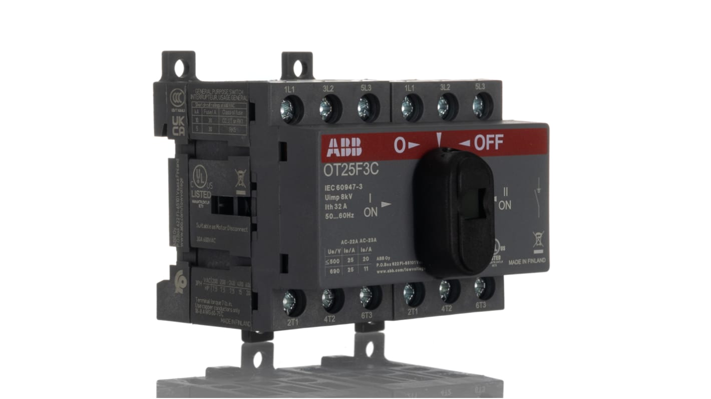 1SCA104863R1001 OT25F3C | ABB 3 Pole Base Mounting Changeover Switch - 25A Maximum Current, 9kW ...