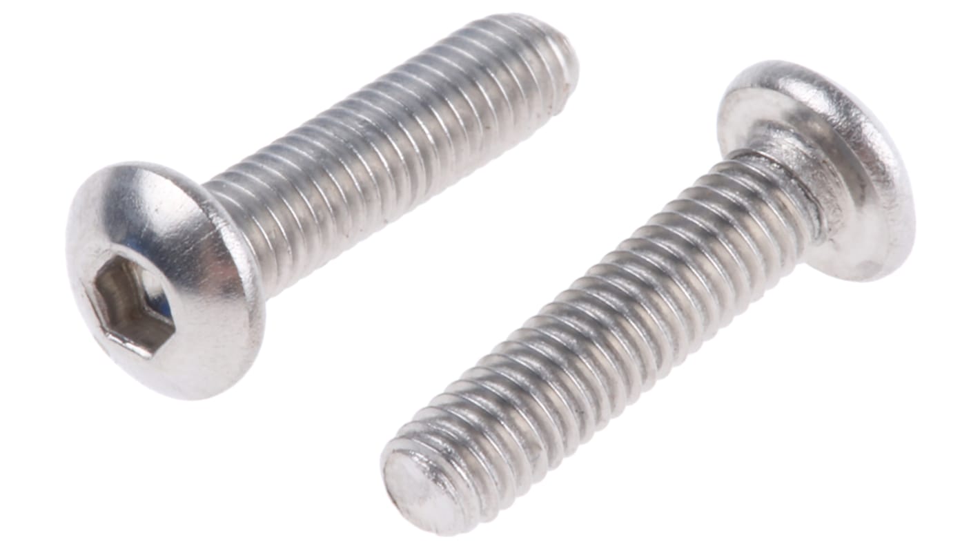 Vis 6 pans à tête bombée hexagonale, M3 x 12mm, en Acier Inoxydable | RS