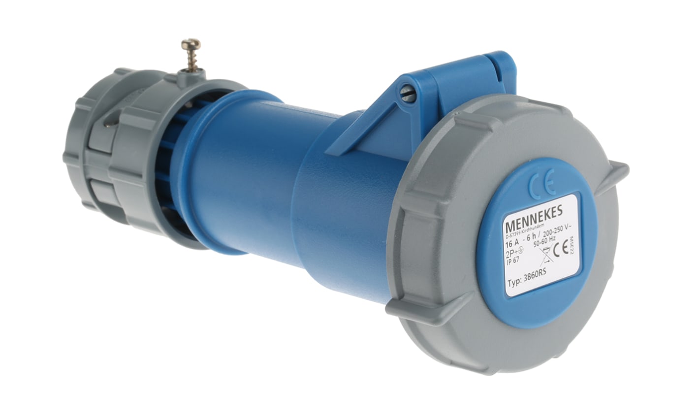 3860 | MENNEKES, PowerTOP IP67 Blue Cable Mount 3P Industrial Power ...