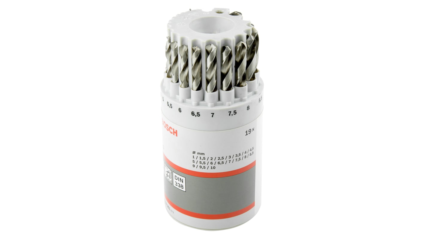2607018361 | Bosch 19-Piece Twist Drill Bit Set for Metal, 10mm Max ...