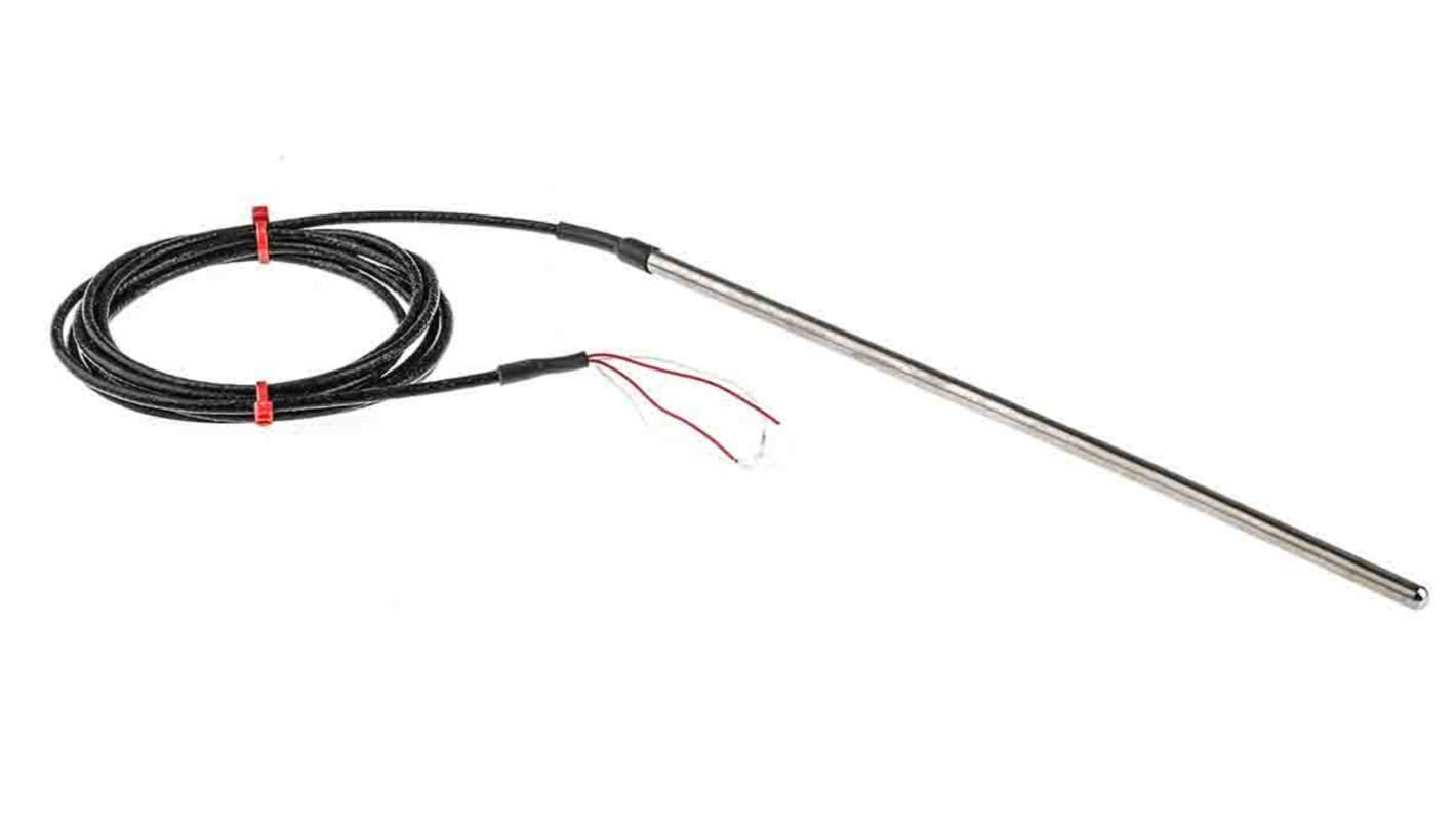 RS PRO PT100 RTD Sensor, 6mm Dia, 250mm Long, 4 Wire, Probe, 1/10 Din ...