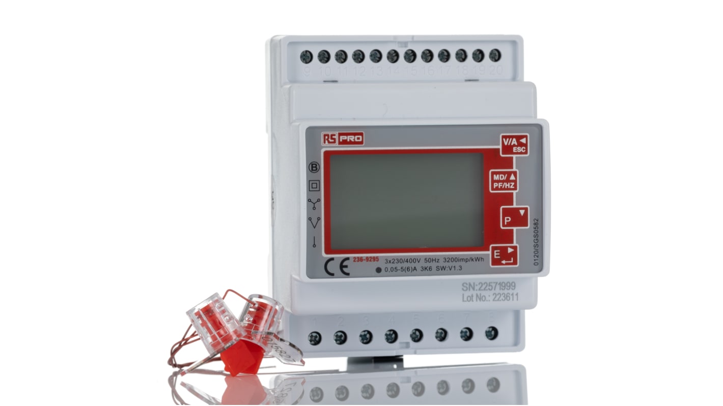 RS PRO 1, 3 Phase LCD Backlit Energy Meter, Type Energy Meter | RS