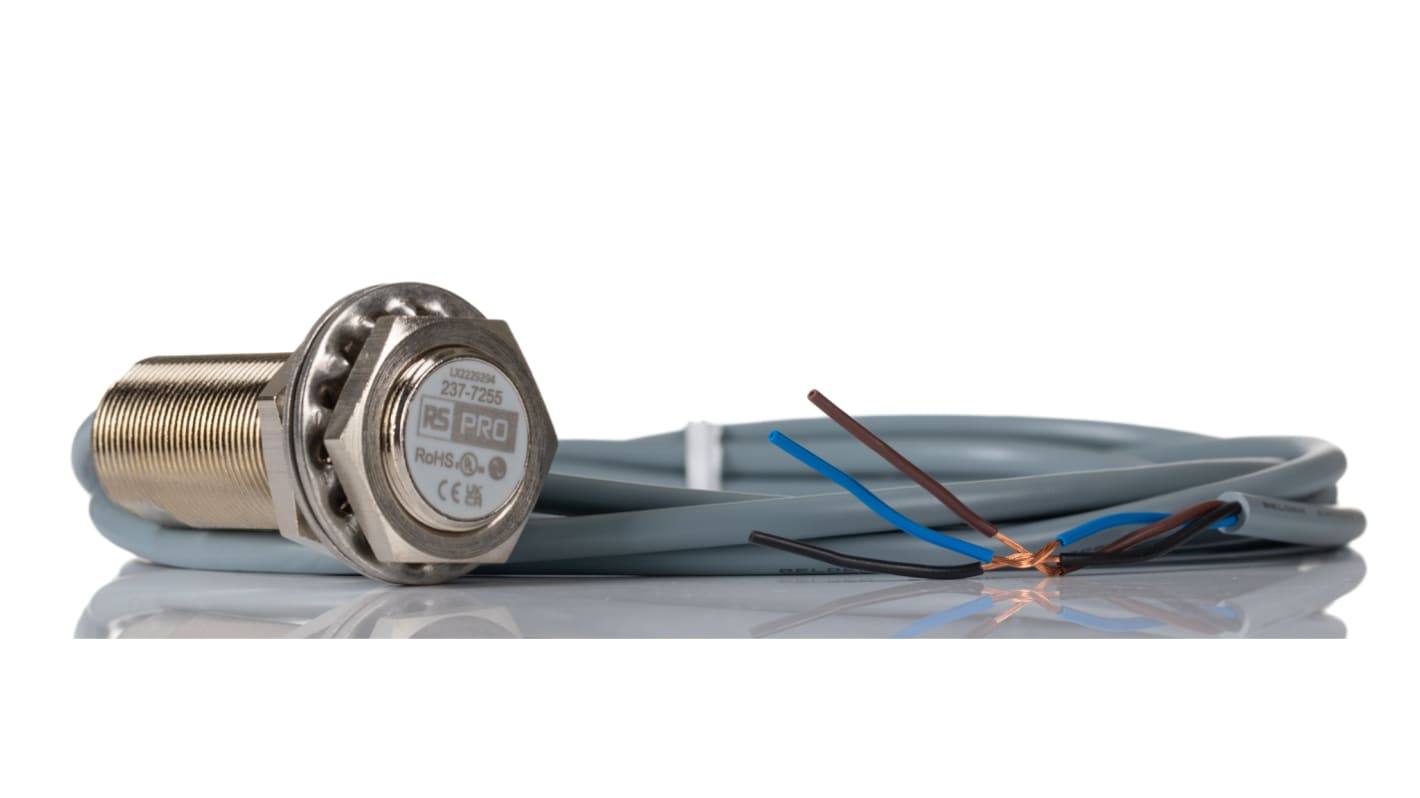 RS PRO Inductive Barrel-Style Proximity Sensor, M18 x 1, 8 mm Detection ...