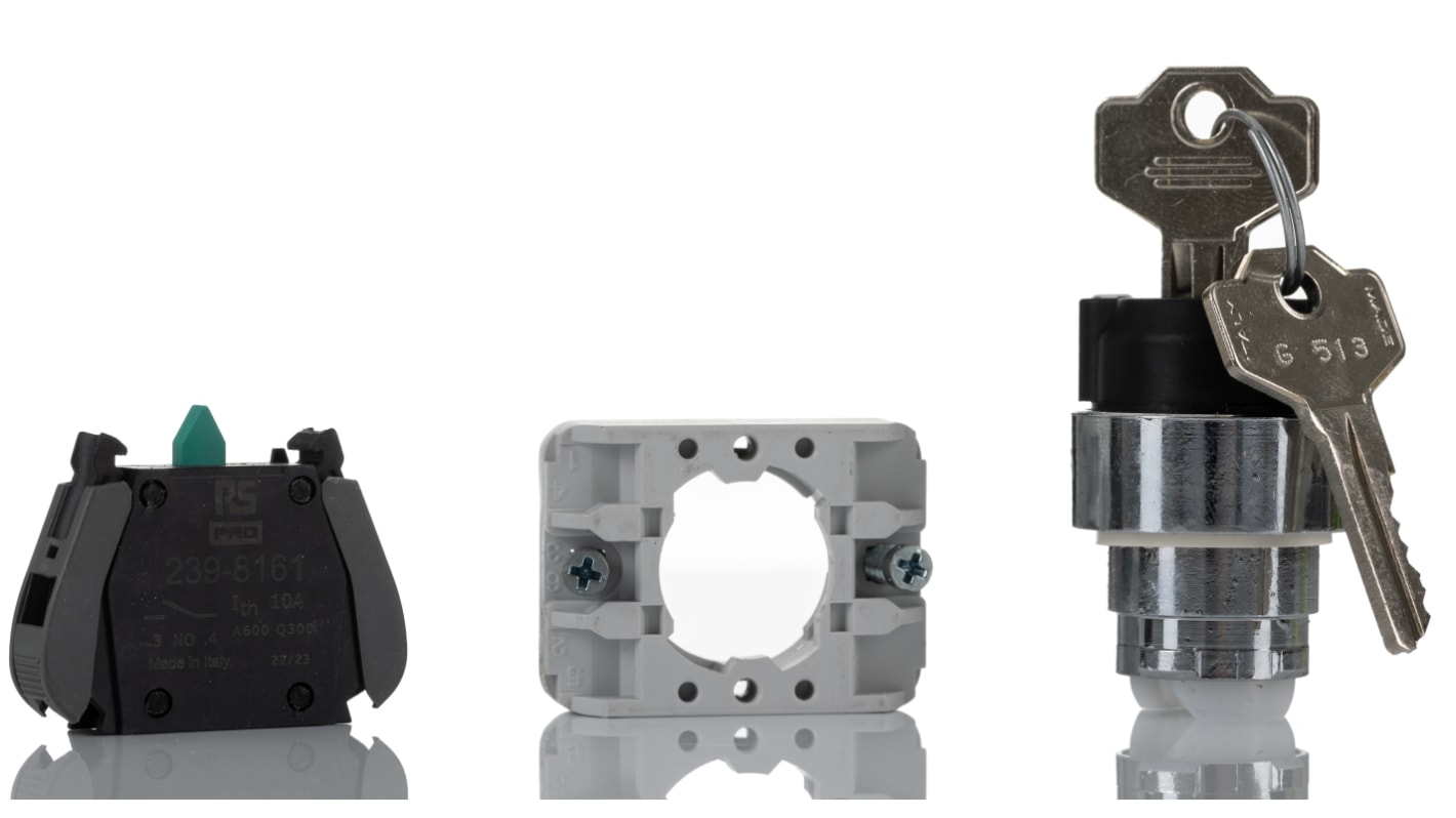 RS PRO Key Selector Switch - (1NO) 22.5mm Cutout Diameter 2 Positions | RS