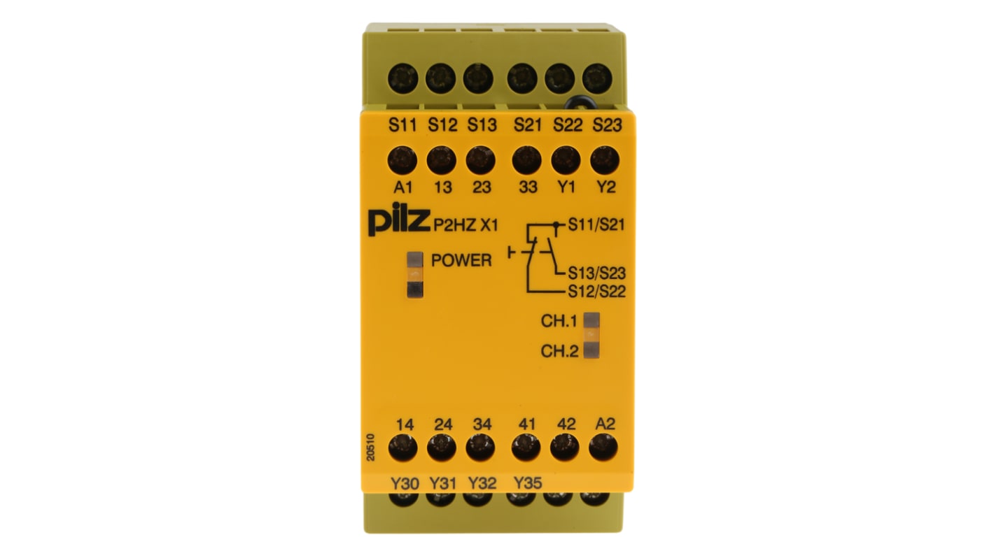 774340 | Pilz Single/Dual-Channel Two Hand Control Safety Relay, 24V dc ...