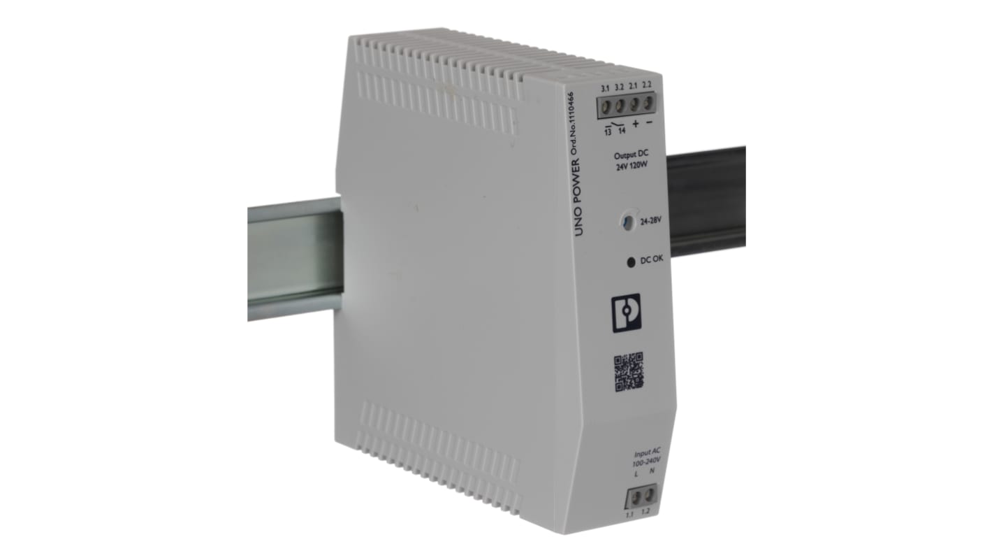 1110466 | Phoenix Contact UNO POWER Switched Mode PSU, 100 → 240V ac ac ...