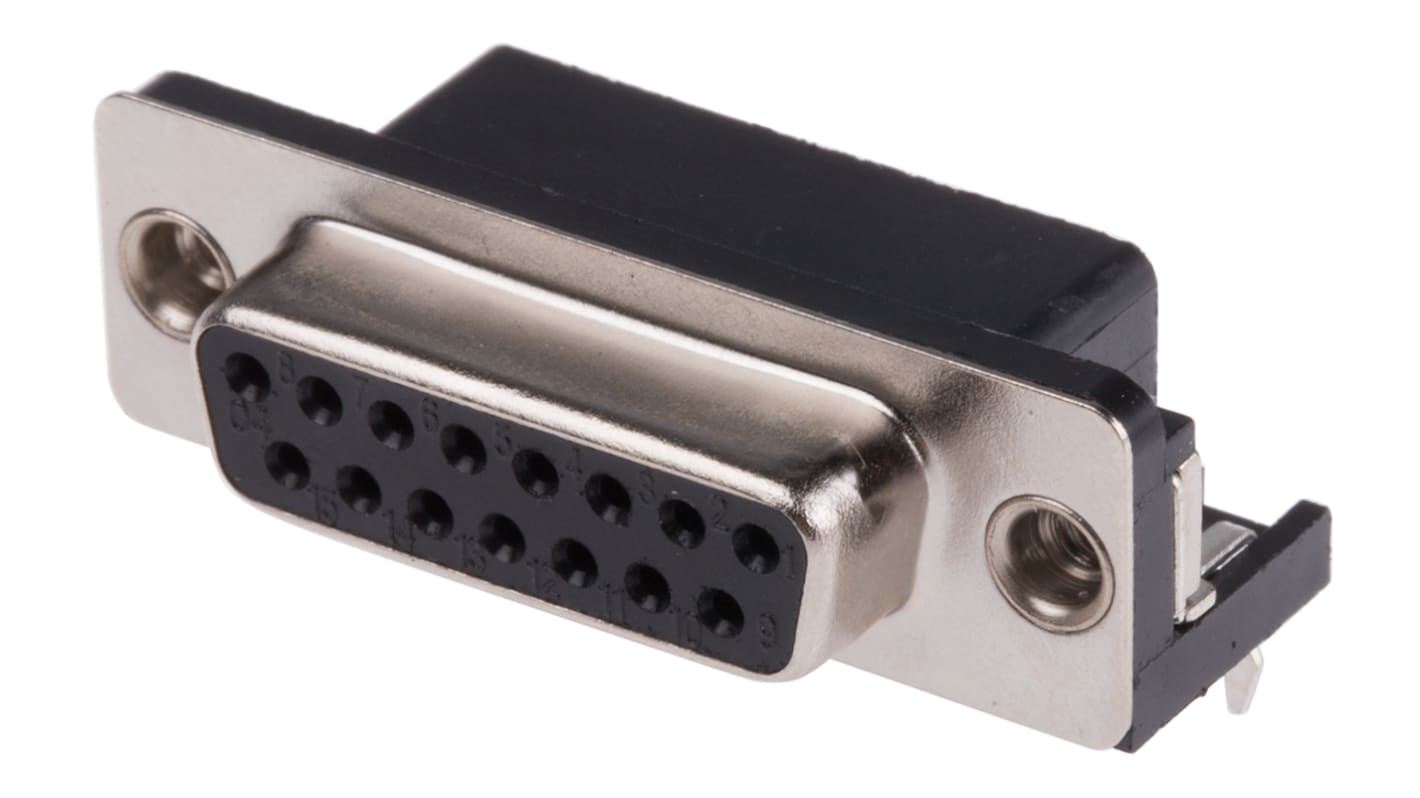 RS PRO 15 Way Right Angle Through Hole D-sub Connector Socket, 2.77mm ...