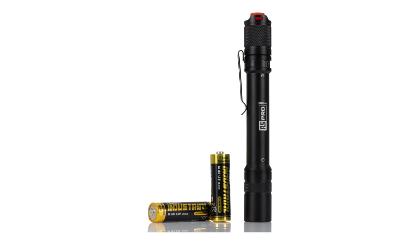 RS PRO LED Torch Black 375 lm, 151 mm | RS