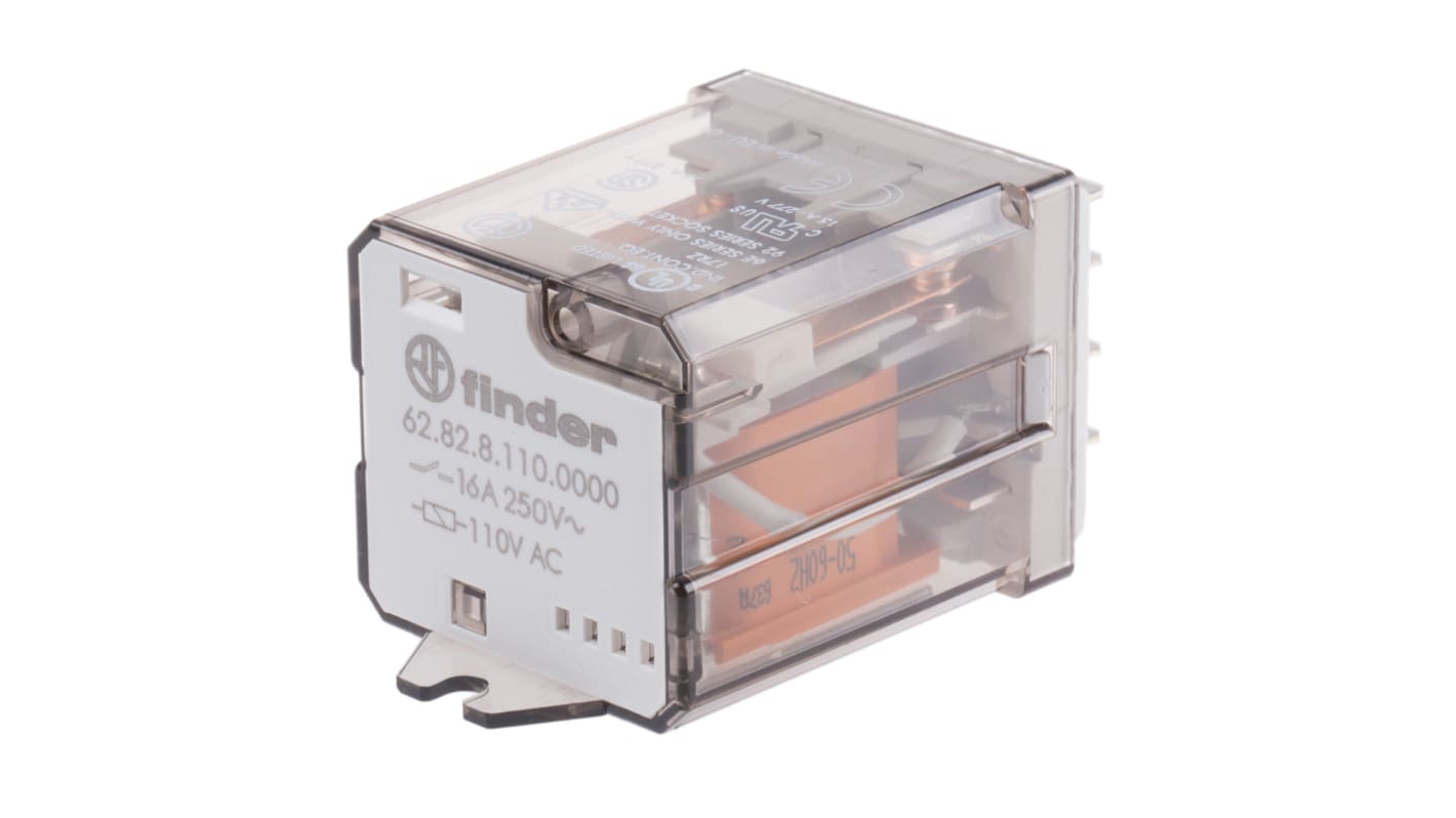 62.82.8.110.0000 | Finder Flange Mount Non-Latching Relay, 110V ac Coil ...
