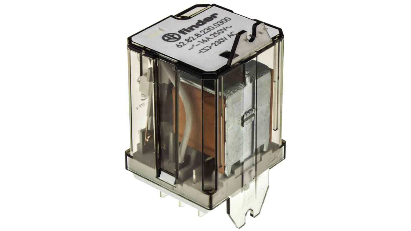 62.82.8.230.0300 | Finder Flange Mount Non-Latching Relay, 230V ac Coil ...
