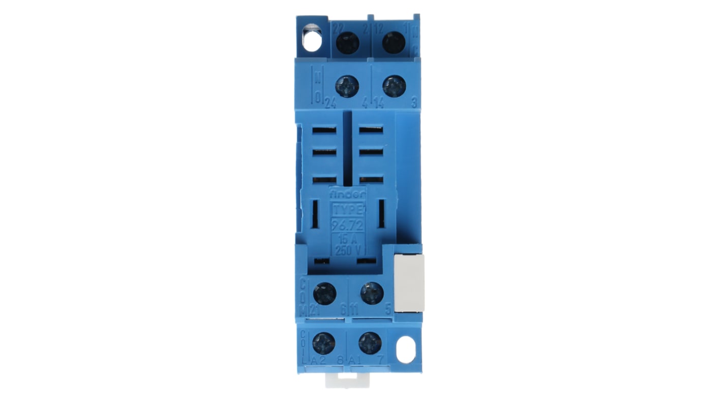96.72SMA | Finder 96 250V ac DIN Rail Relay Socket, for use with 56.32 | RS