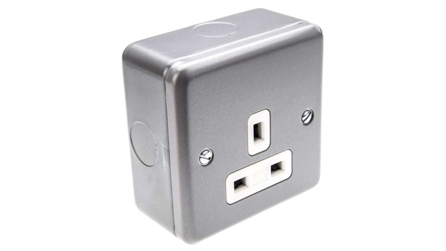 K848 ALM | MK Electric Grey 1 Gang Plug Socket, 13A, Type G - British ...