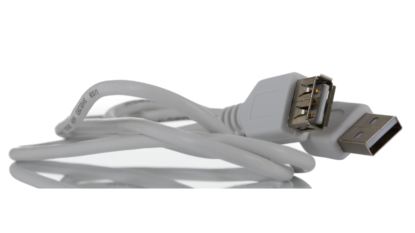 RS PRO USB 2.0 USB Extension Cable, Male USB A to Female USB A USB ...