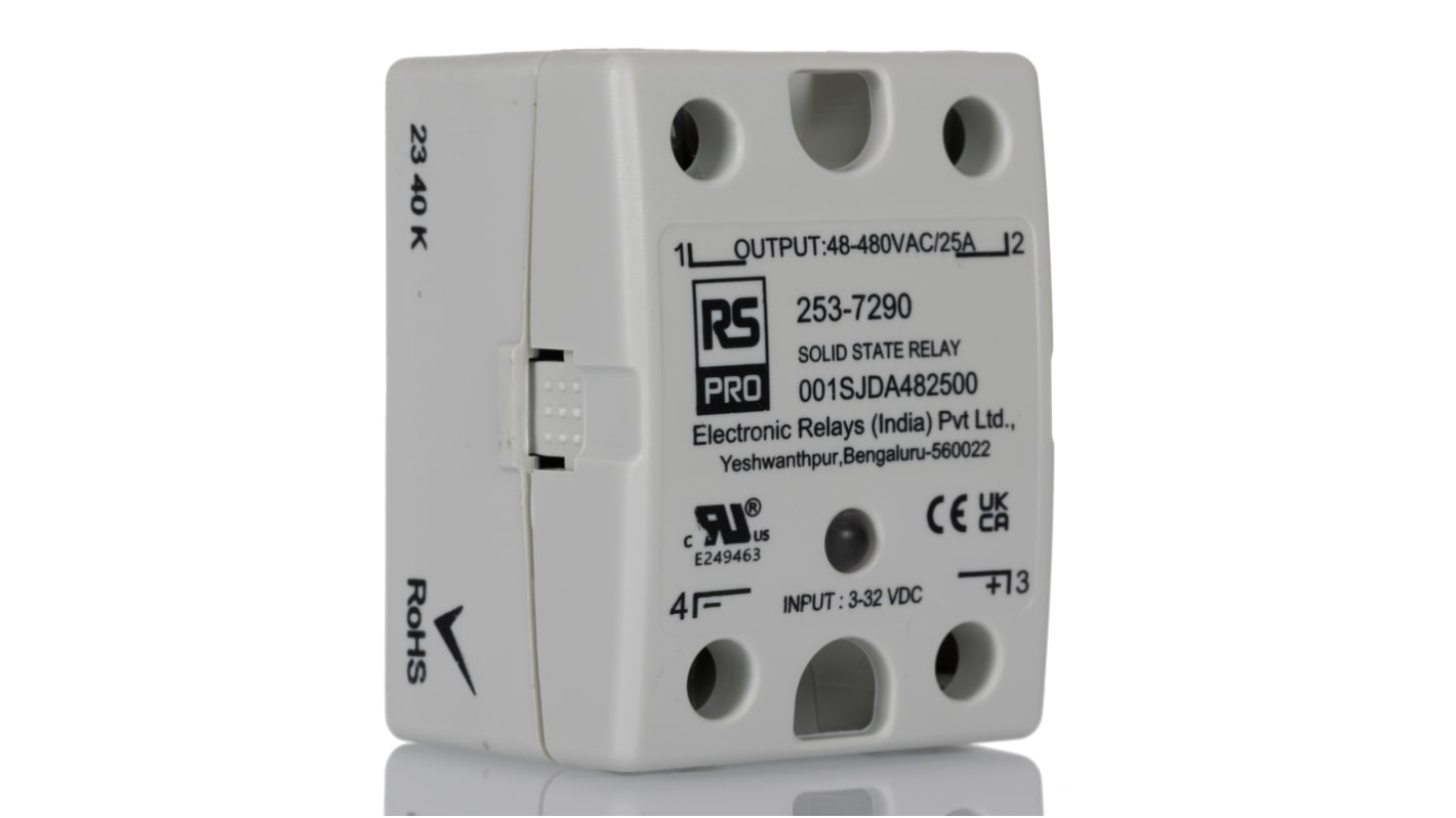 RS PRO Solid State Relay, 25 Amps Load, Panel Mount, Surface Mount, 480 ...