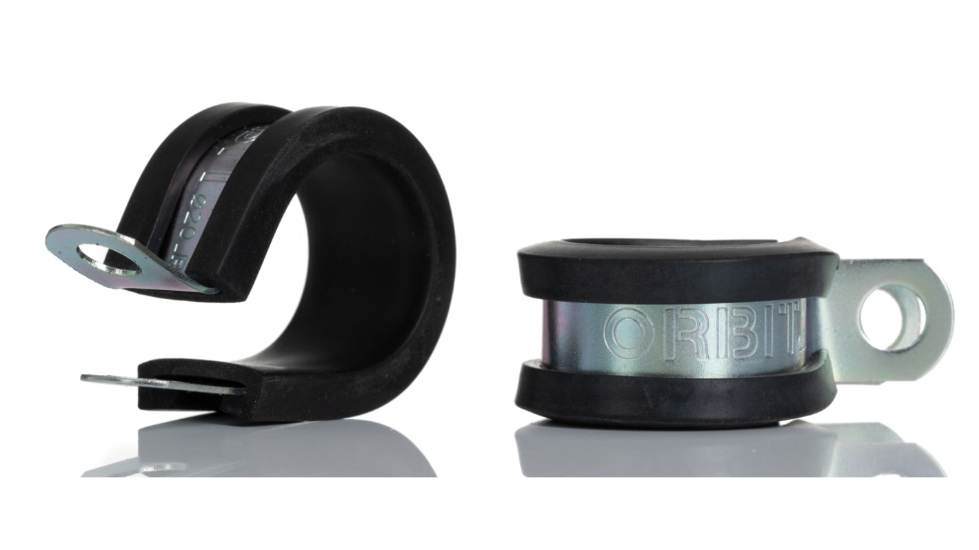 RS PRO 20mm Black, Mild Steel P Clip | RS