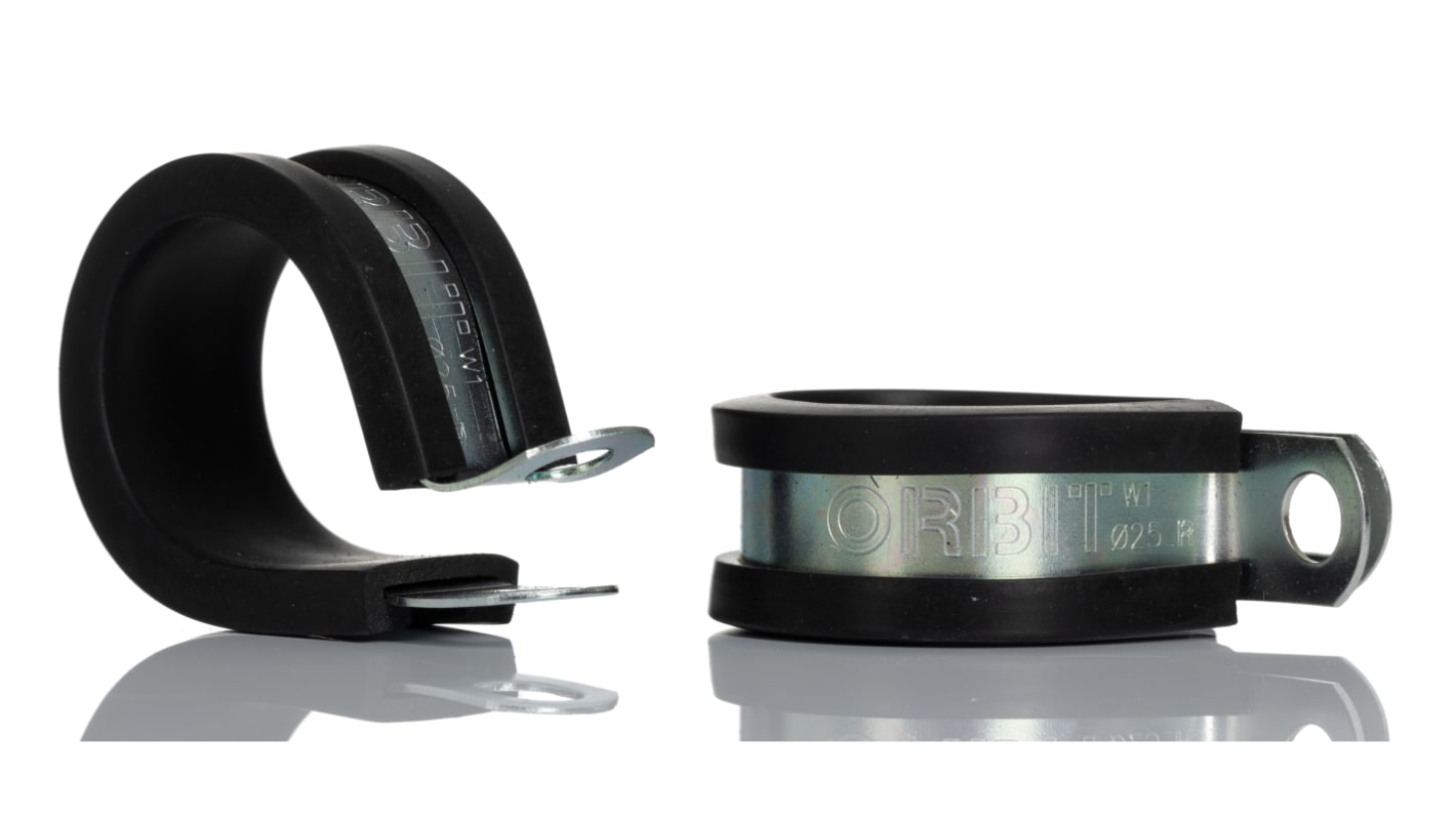 RS PRO 25mm Black, Mild Steel P Clip | RS