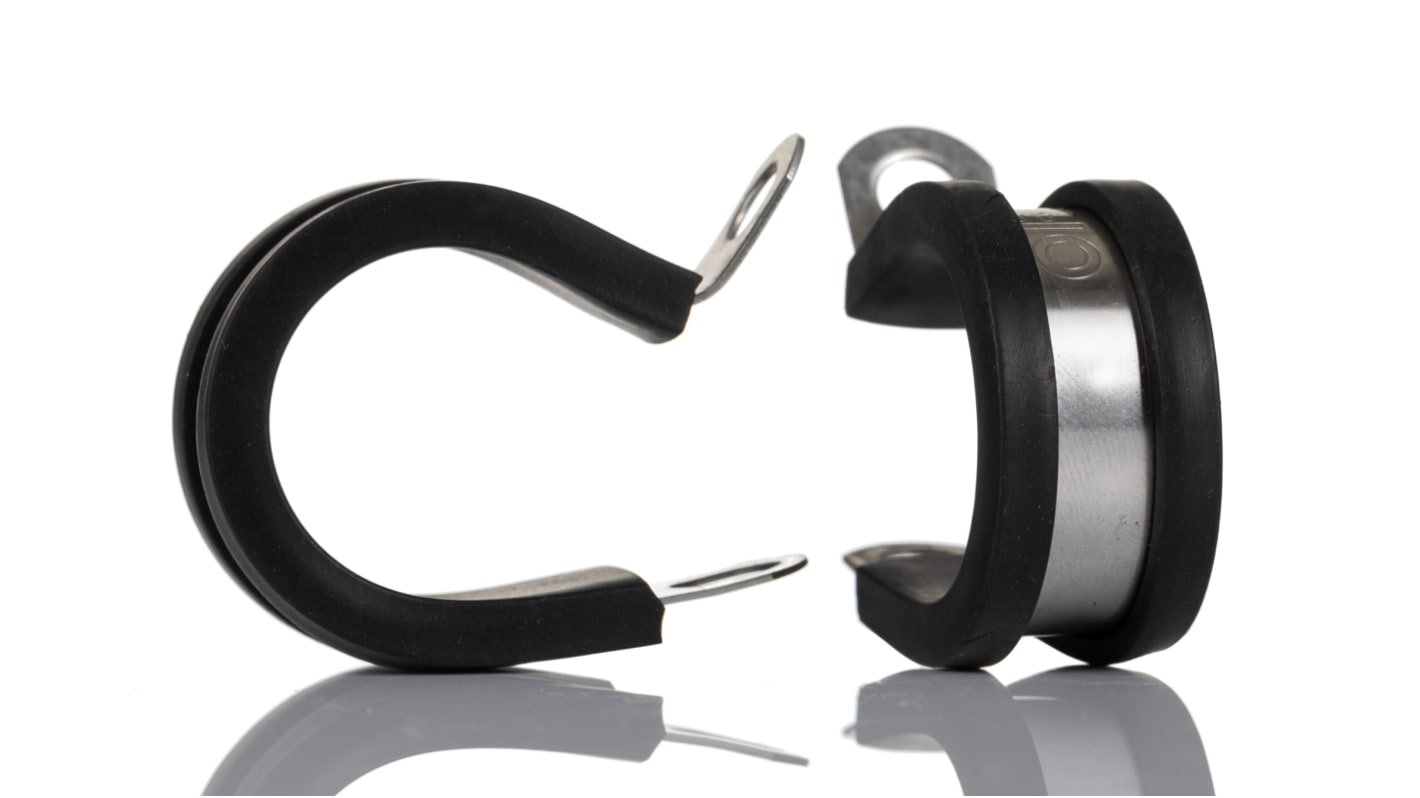 RS PRO 21mm Black, Stainless Steel 304 P Clip | RS