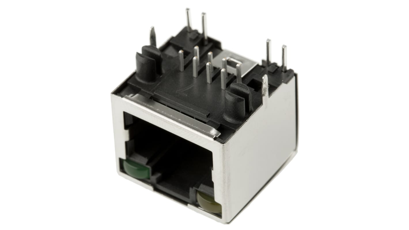 Amphenol ICC RJ45 モジュラーコネクタ, メス, RJ45コネクタ, スルーホール実装, Cat5e, RJHSE5381 | RS