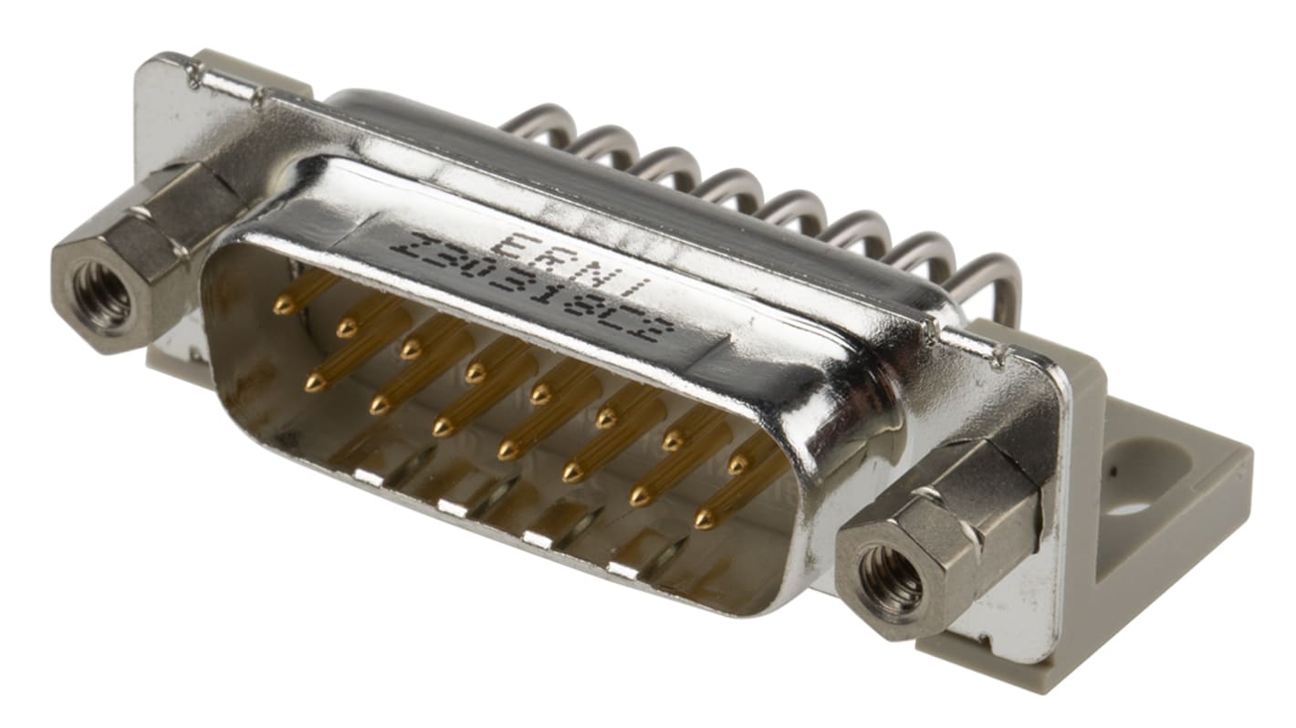 023177 | Provertha TMC 15 Way Right Angle Through Hole D-sub Connector Plug, 2.75mm Pitch, with ...