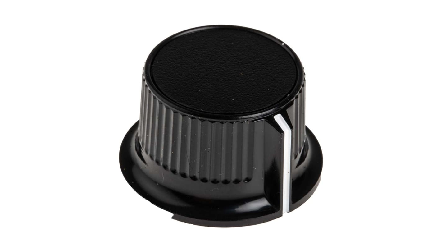 RS PRO 28mm Black Potentiometer Knob for 6mm Shaft Splined | RS