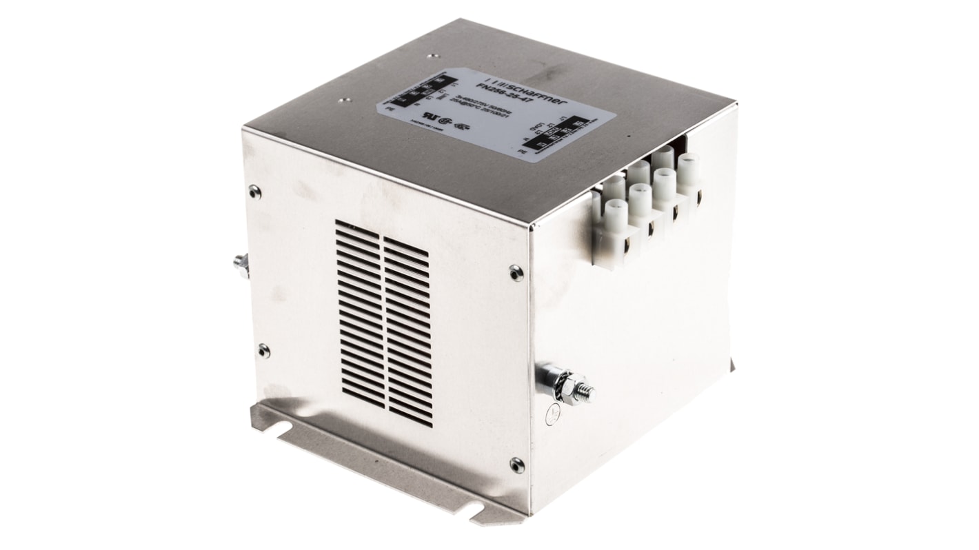 FN256-25-47 | Schaffner, FN256 25A 480 V ac 0 → 60Hz, Flange Mount RFI ...