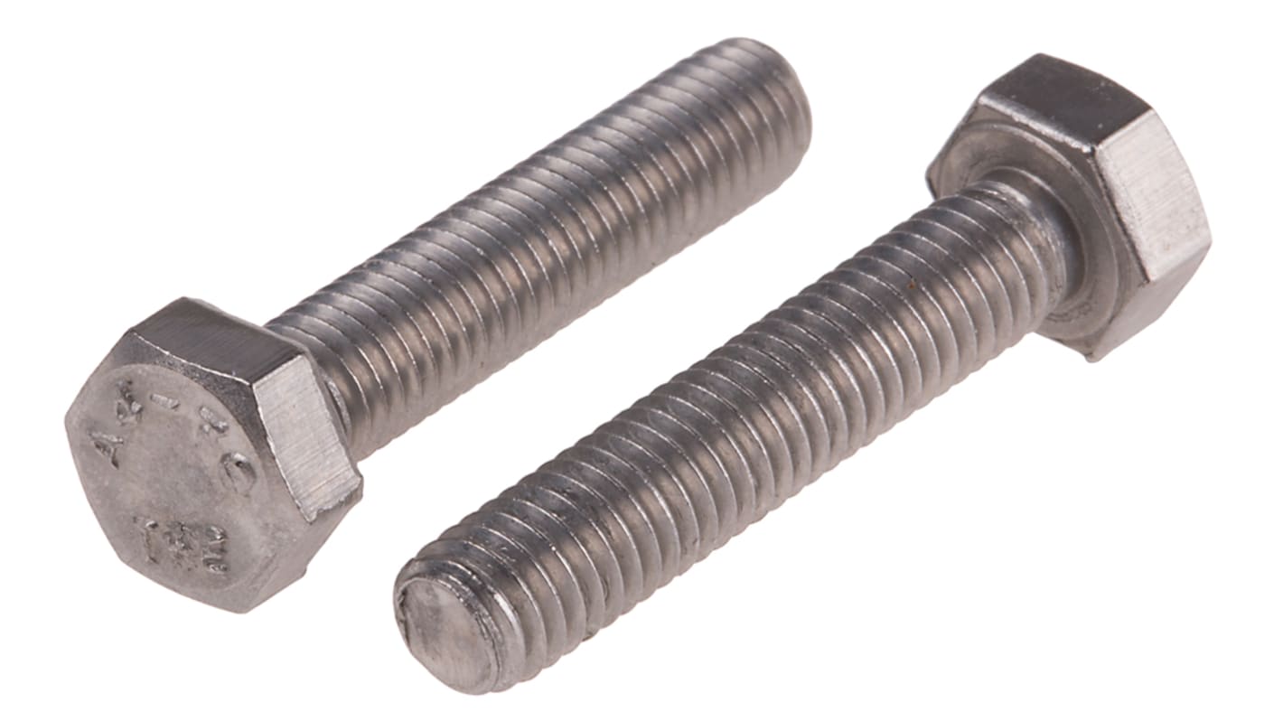 RS PRO Plain Stainless Steel Hex, Hex Bolt, M5 x 25mm | RS