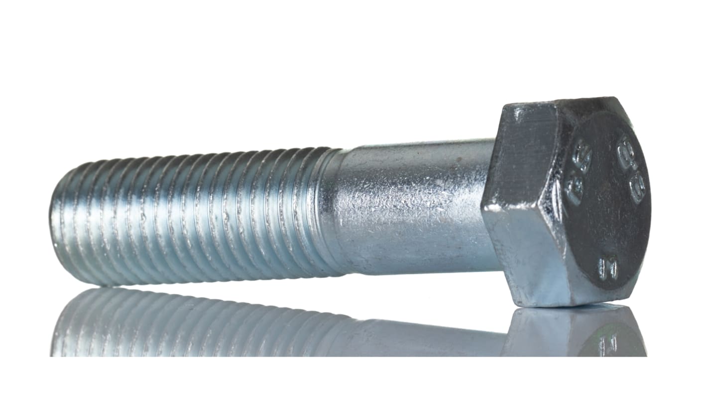 RS PRO Bright Zinc Plated Steel Hex, Hex Bolt, M16 x 65mm | RS