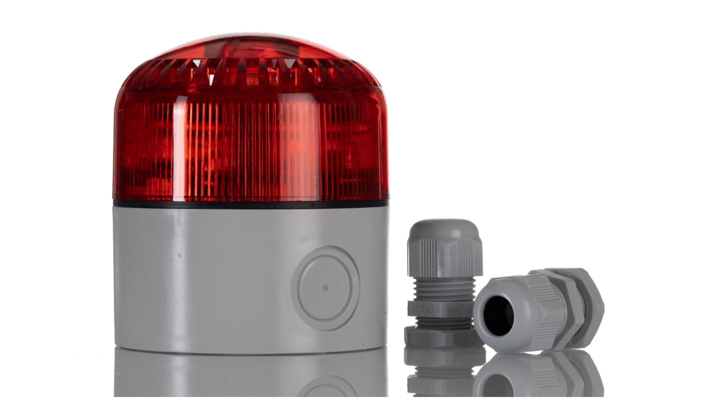 RS PRO Red LED Beacon, 12 → 24 V ac/dc, IP65, Base Mount, 100dB at 1 ...