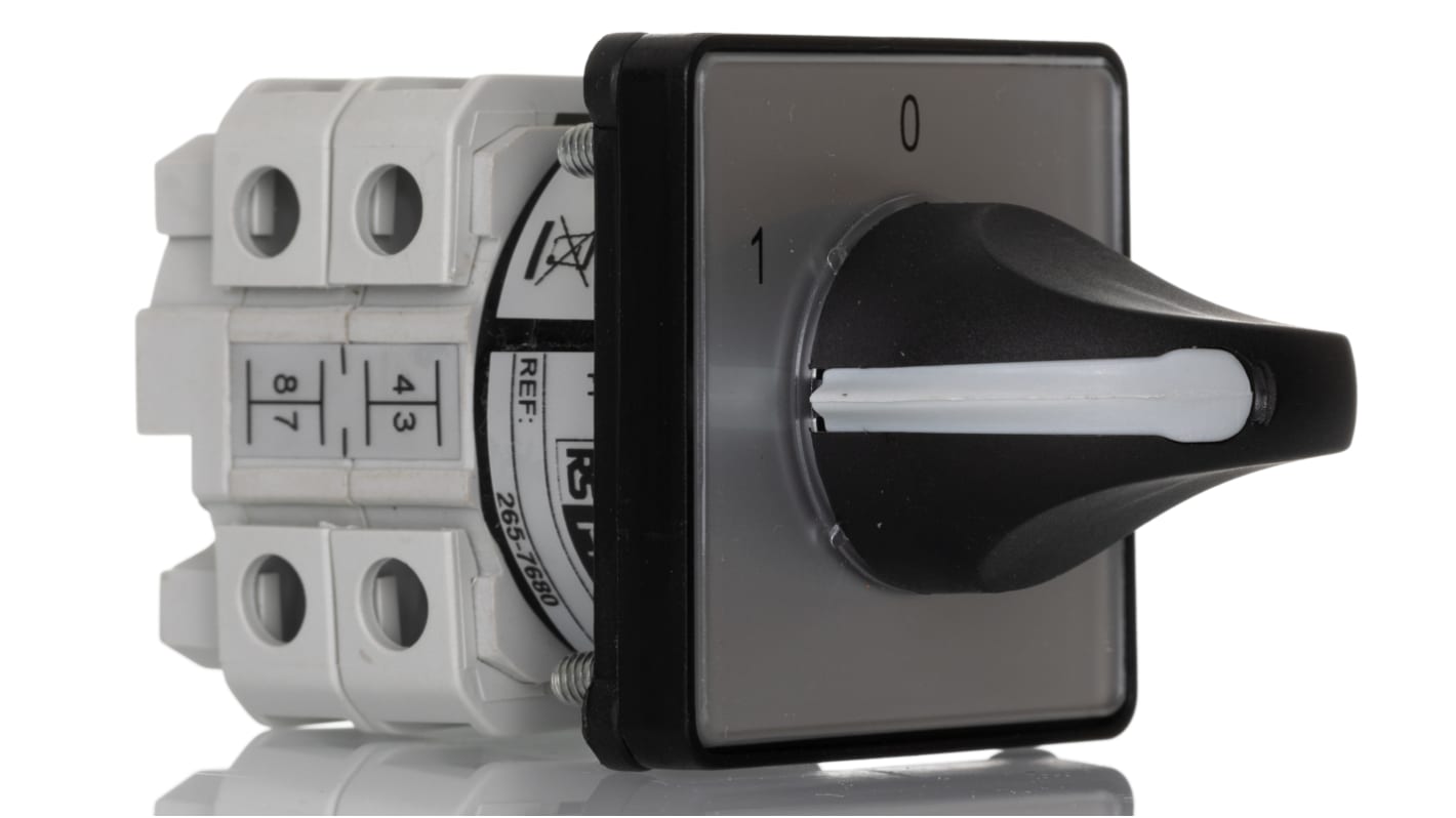 RS PRO, DP 3 Position 60° Changeover Cam Switch, 500V ac, 25A, Knob ...