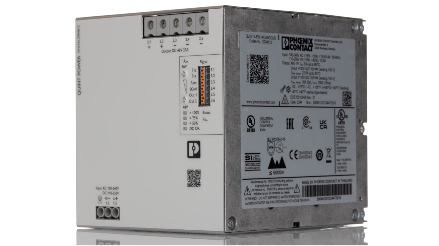 2904612 | Phoenix Contact QUINT POWER Switched Mode DIN Rail Power ...