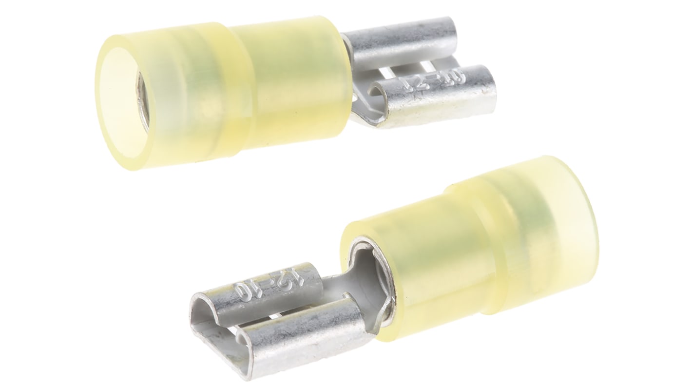 RS PRO Yellow Insulated Female Crimp Receptacle, 6.35 x 0.8mm Tab Size ...