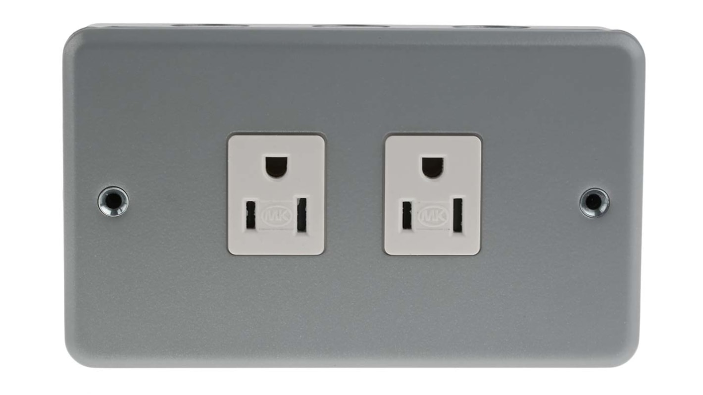 K2272 ALM | MK Electric 2 Gang Plug Socket, 15A, NEMA 5-15R, Indoor Use ...