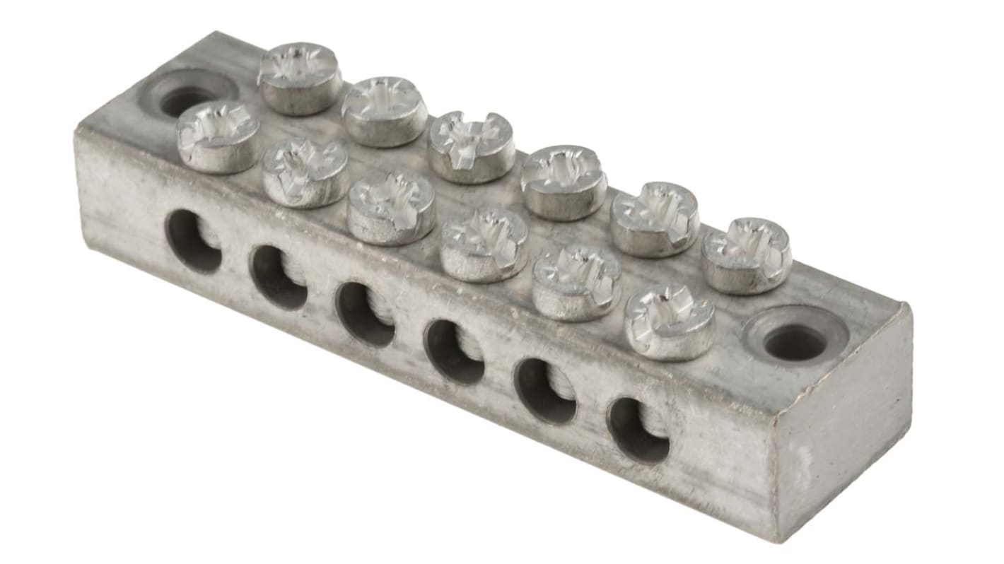 RS PRO 6-Way Double Screw Earth Terminal Block, 0 to 16mm², 0 → 16 AWG ...