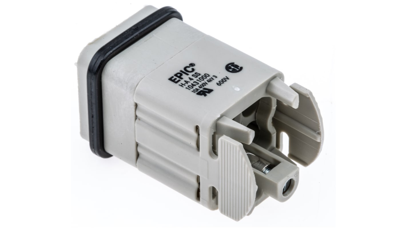 10431000 | EPIC Heavy Duty Power Connector Insert, 10A, Male, H-A Series, 4 Contacts | RS